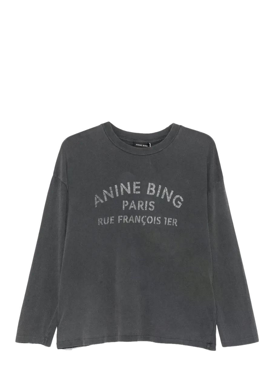 ANINE BING ANINE BING Ivan Logo Print Cotton T-Shirt