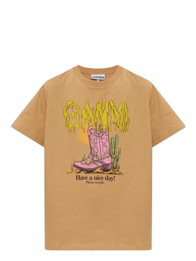 GANNI Ganni Graphic Print Cotton T-Shirt