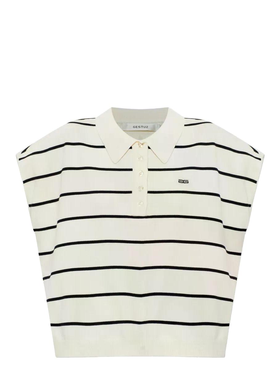 GESTUZ Gestuz Striped Short-Sleeve Polo Top