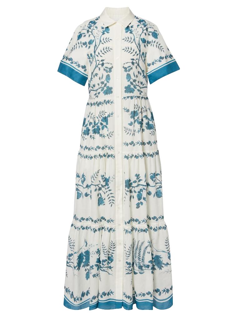 ERDEM Erdem Floral Cotton and Linen Tiered Shirt Dress