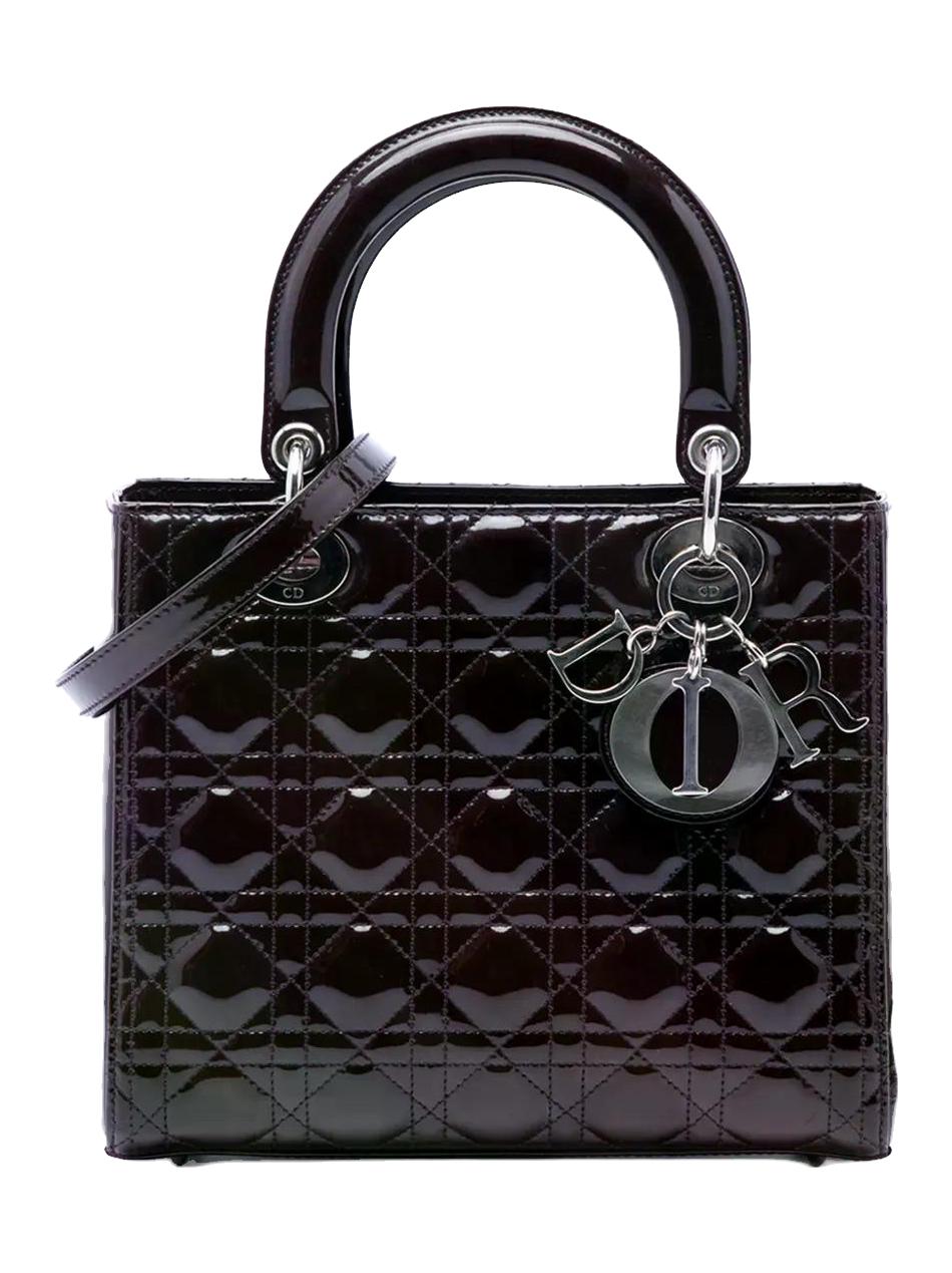 DIOR Christian Dior Medium Patent Cannage Lady Dior Satchel
