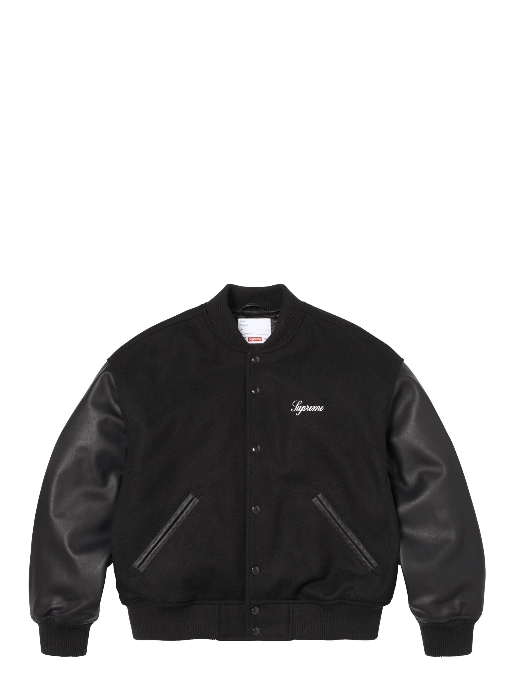 Supreme Woven Leather Varsity Jacket - Black | Editorialist