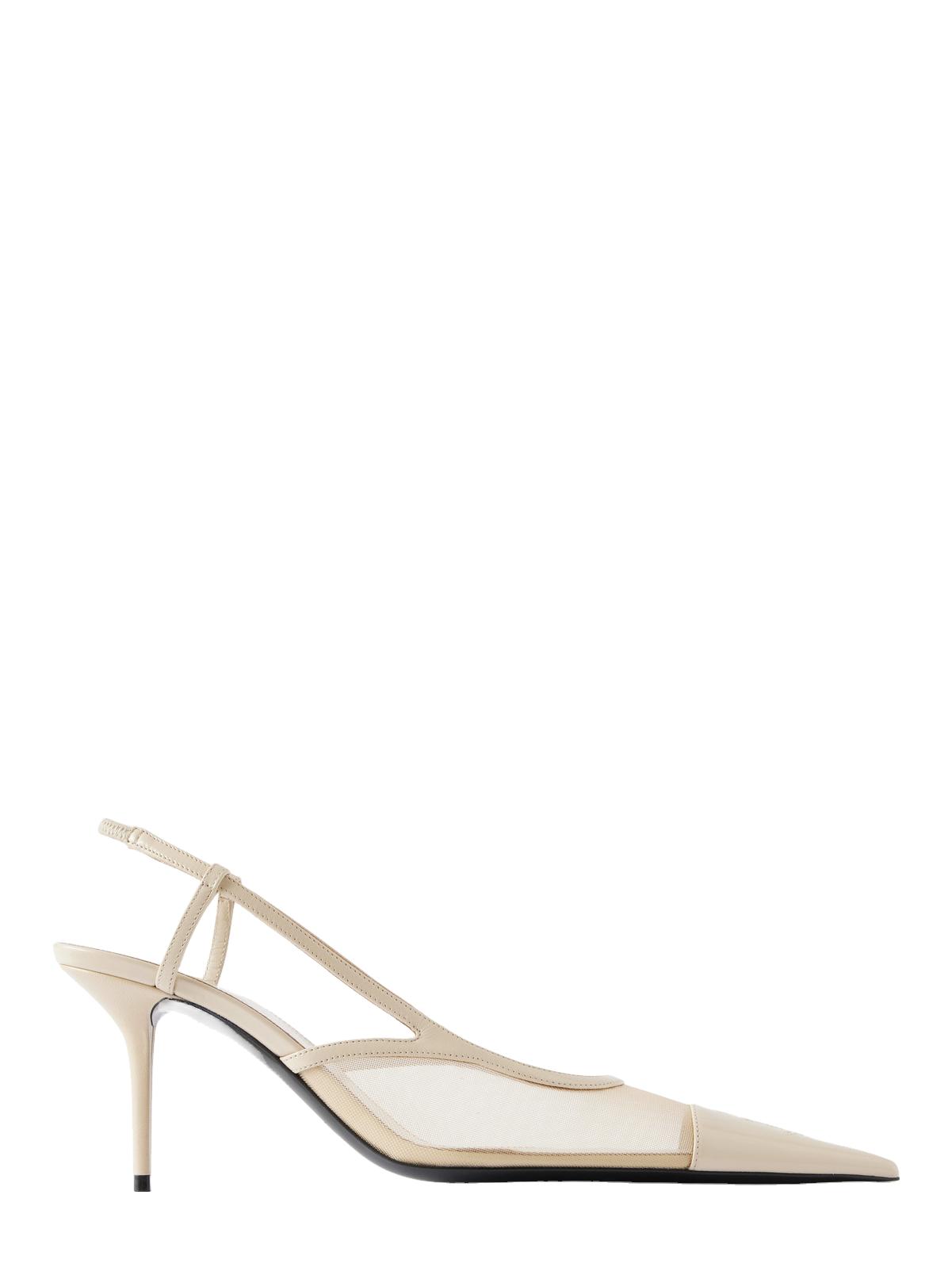 SAINT LAURENT Saint Laurent Renée Patent Leather-Trimmed Mesh Slingback Pumps