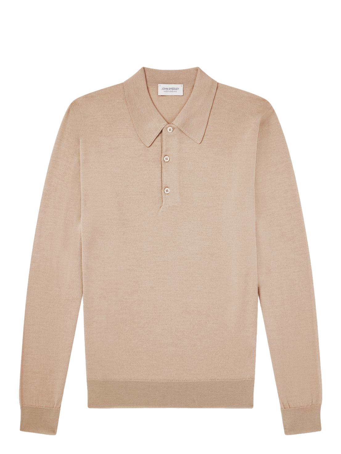 JOHN SMEDLEY John Smedley - Caverhill Knitted Merino Wool Polo Shirt - Men - Neutrals - S