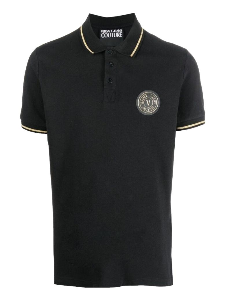 VERSACE chest logo-patch polo shirt