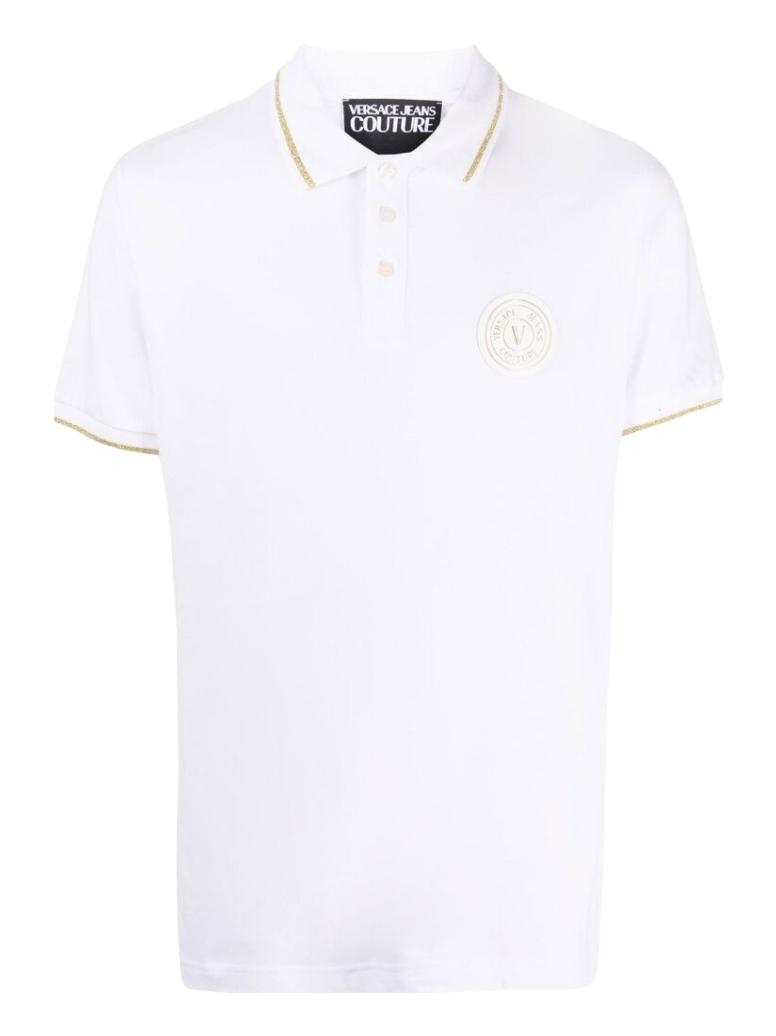 VERSACE chest logo-patch polo shirt