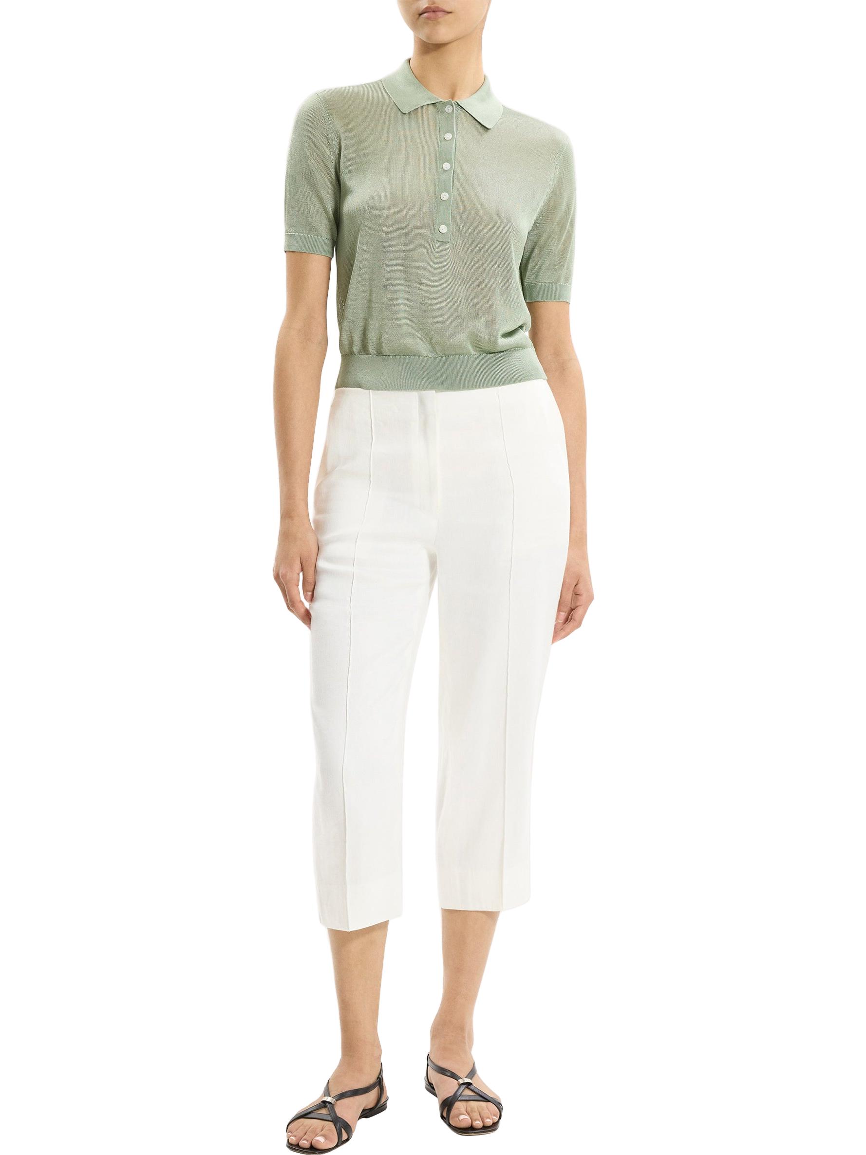 THEORY Sheer Lustrous Knit Polo Top
