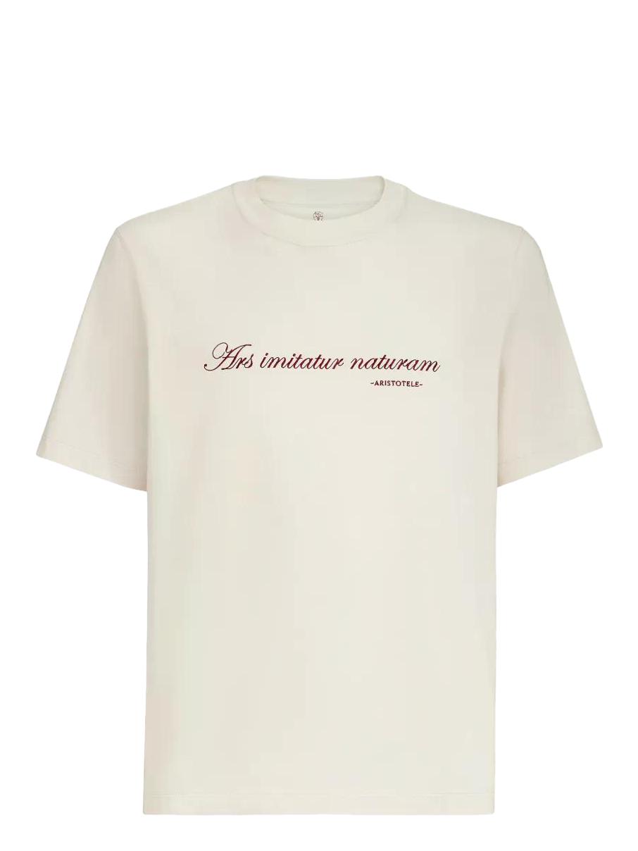 BRUNELLO CUCINELLI phrase-embroidery crew-neck t-shirt