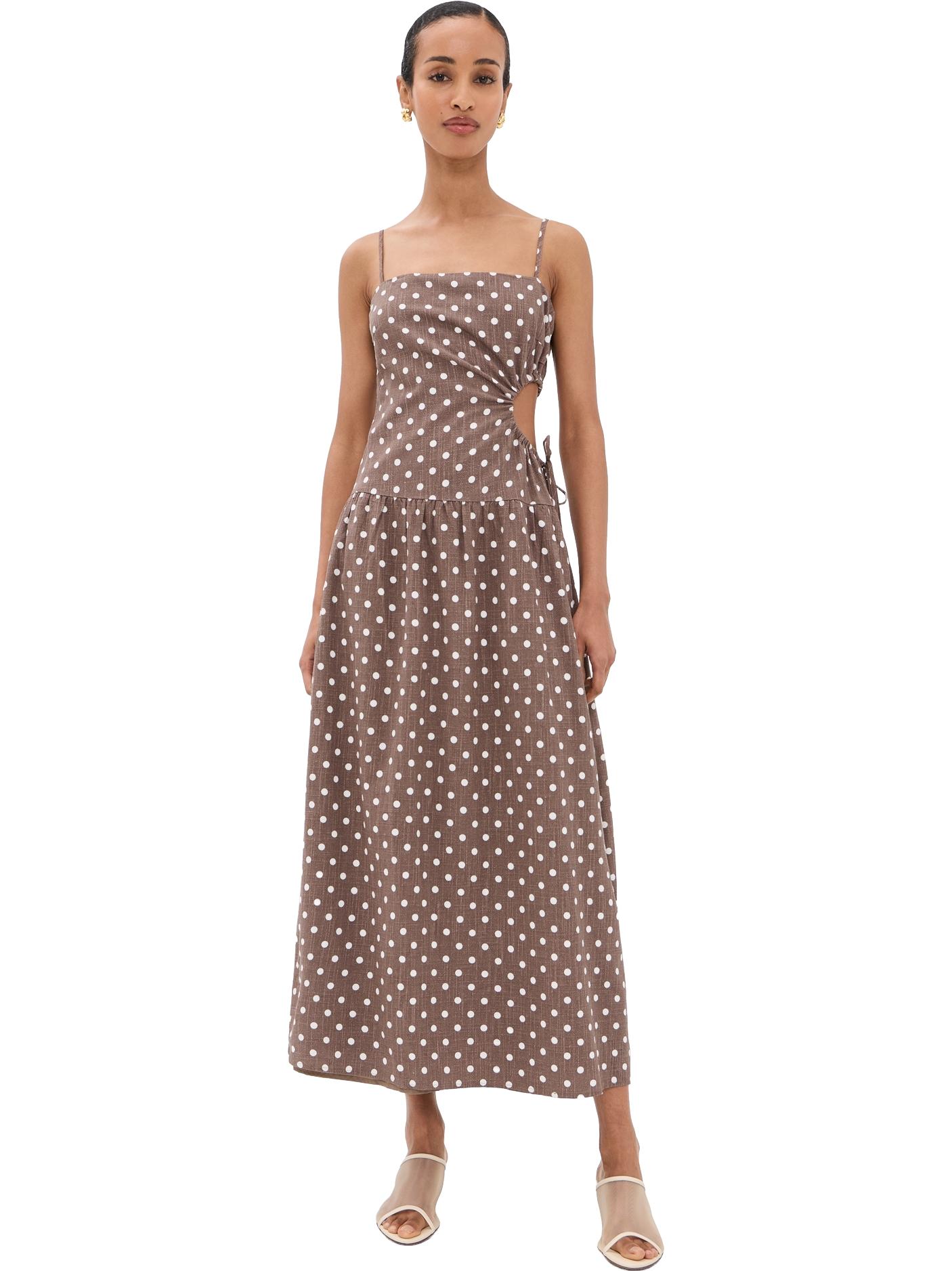 4TH & RECKLESS 4th & Reckless Lucy Polka Dot Maxi Dress with Side Cutout