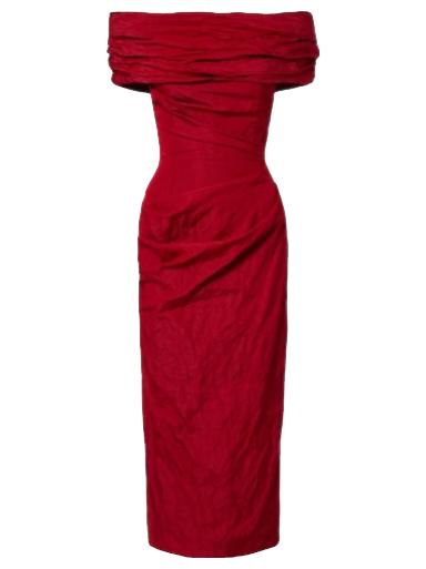 MAGDA BUTRYM Magda Butrym Off-Shoulder Draped Cotton-Blend Midi Dress