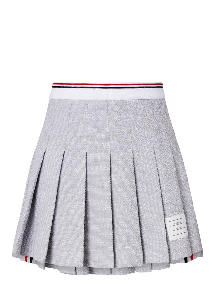 THOM BROWNE Pleated Cotton-Blend Tweed Miniskirt