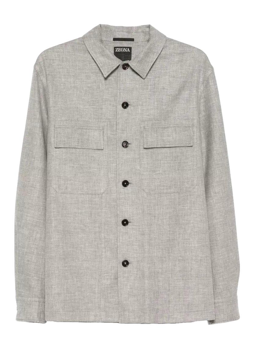 ZEGNA crossover linen wool and silk blend overshirt