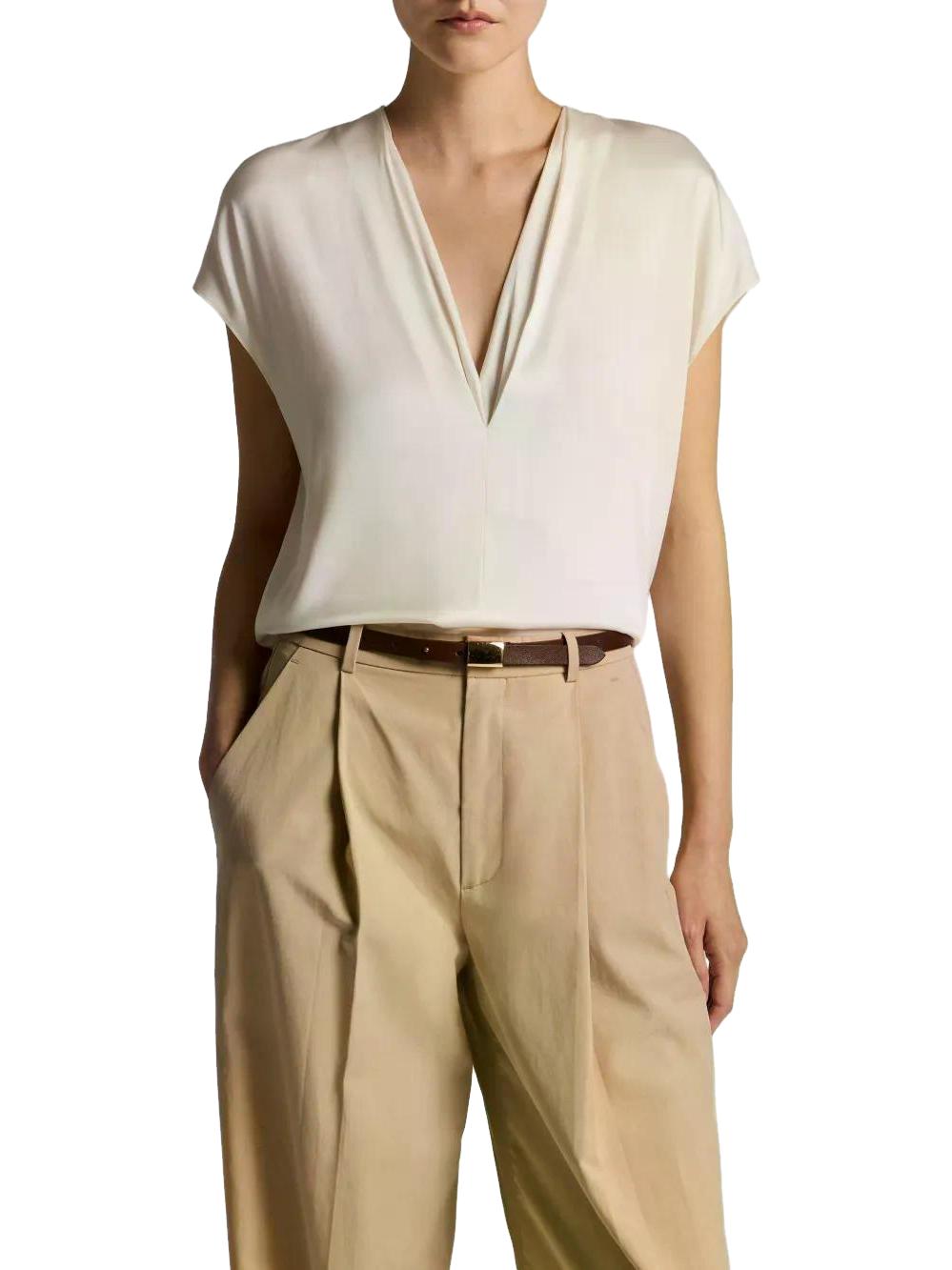 CALVIN KLEIN V-Neck Short-Sleeve Blouse