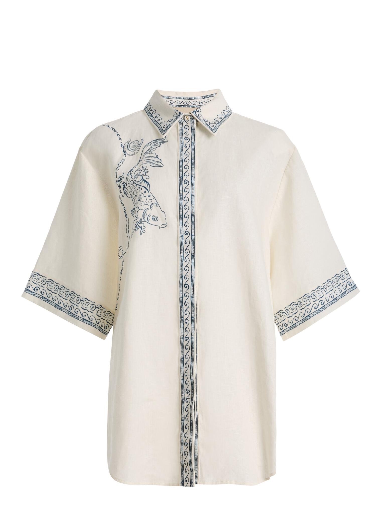 ALEMAIS Alemais Printed Linen Oversized Shirt