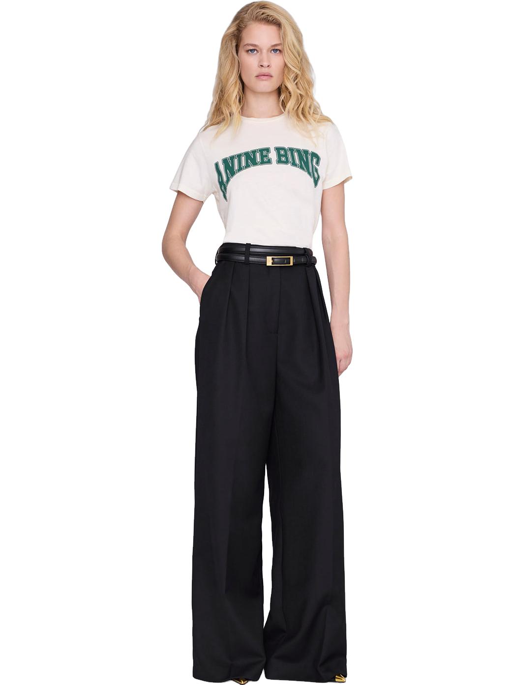 ANINE BING ANINE BING Shelley Cropped Baby Tee with Embroidered Logo