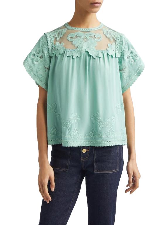 ULLA JOHNSON Ulla Johnson Alma Illusion Silk Top