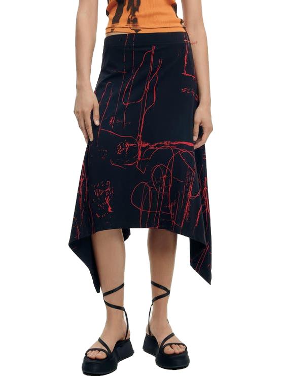DESIGUAL Desigual Printed Handkerchief Hem Skirt