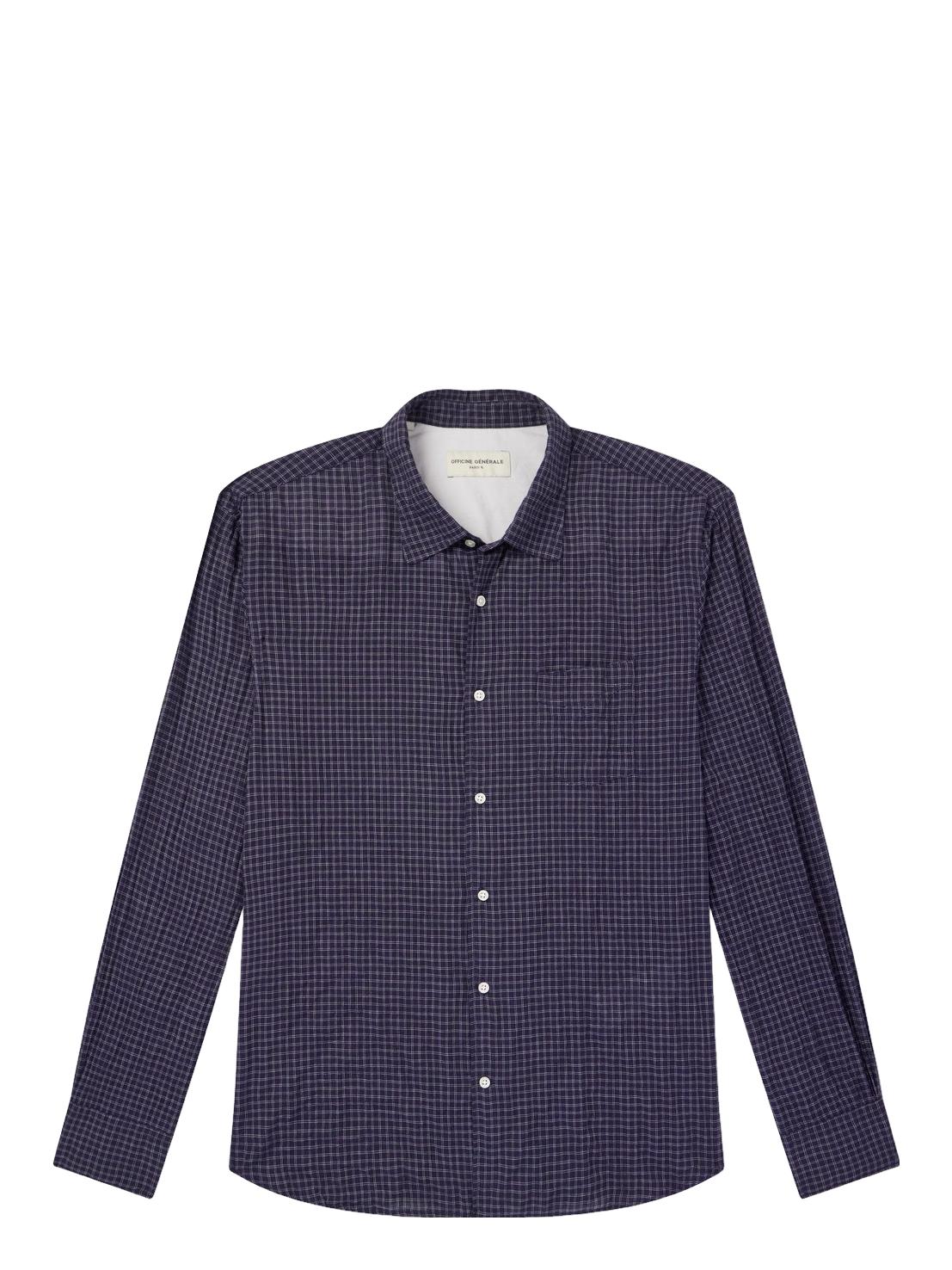 OFFICINE GÉNÉRALE Officine Générale - Benoit Checked Cotton-Blend Voile Shirt - Men - Blue - XS