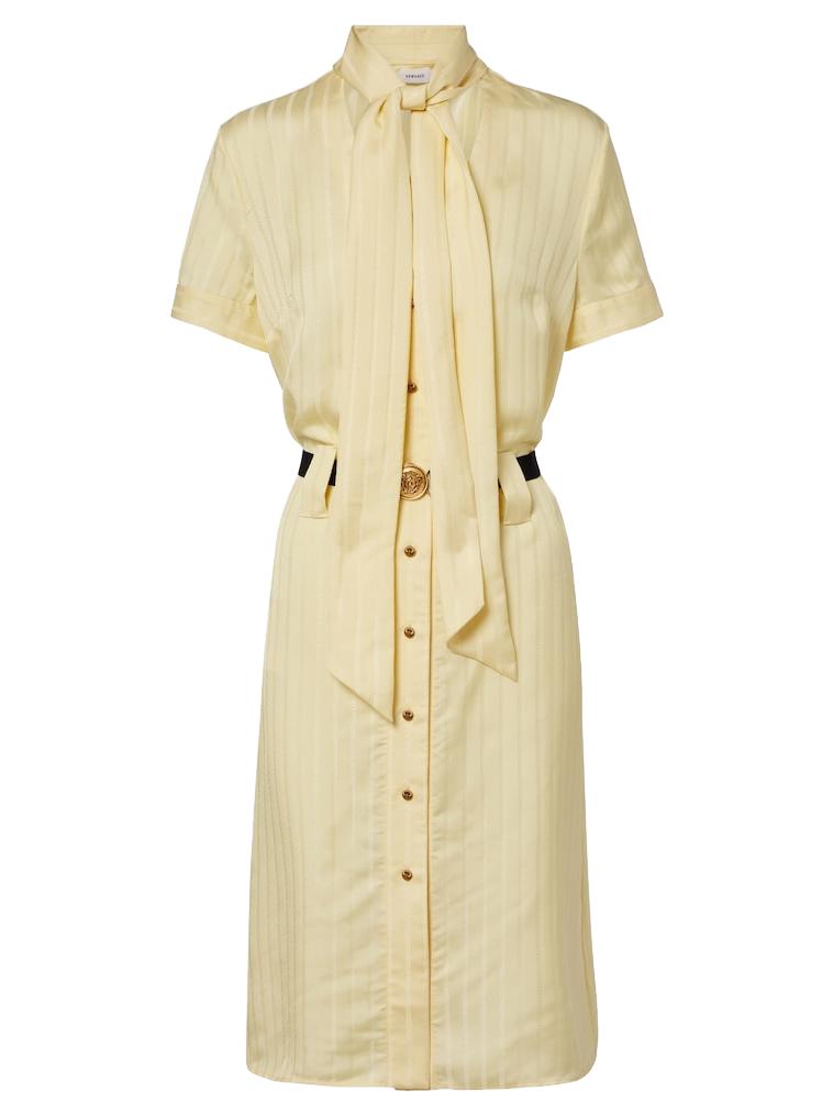VERSACE Versace Greca Jacquard Satin Shirt Dress