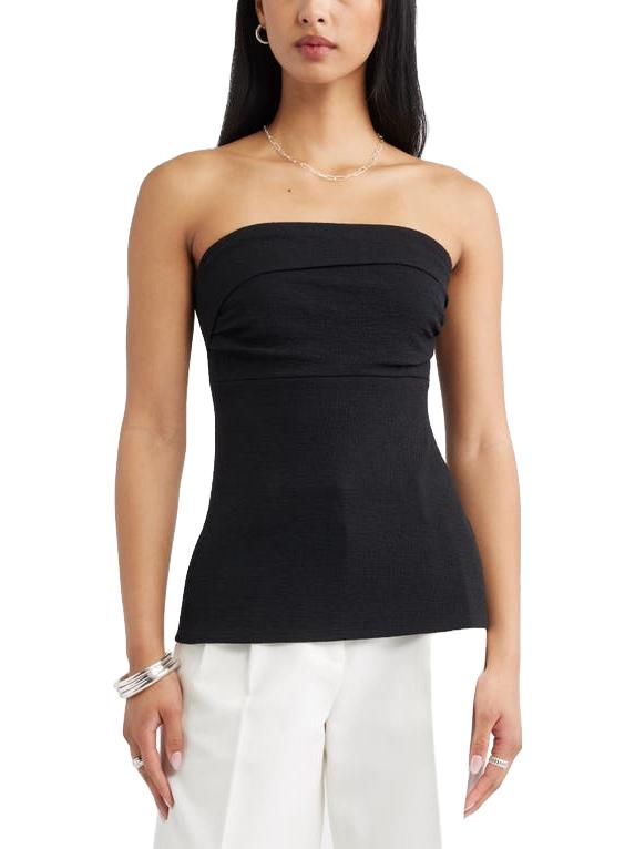 OPEN EDIT Puckered Crepe Bandeau Top