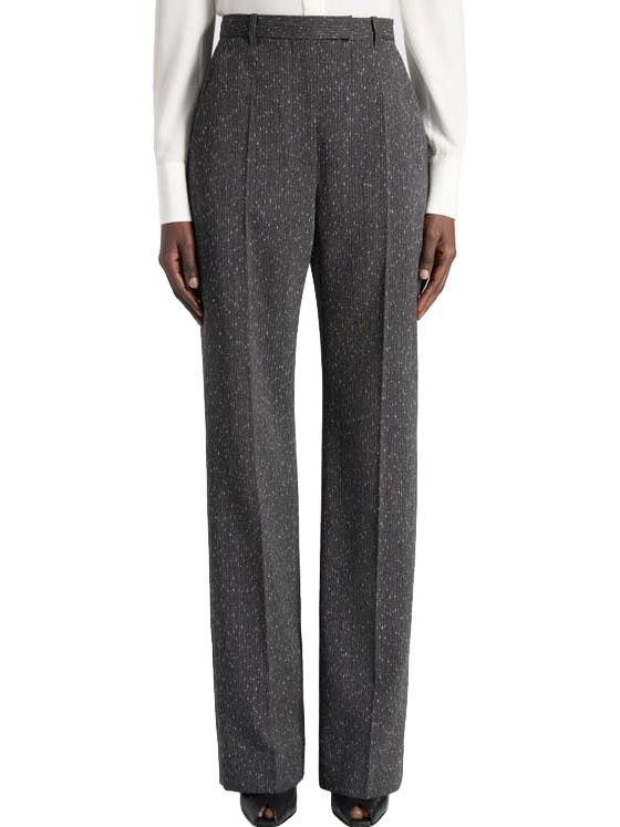ALEXANDER MCQUEEN McQueen High Waist Wool Blend Slub Straight Leg Pants