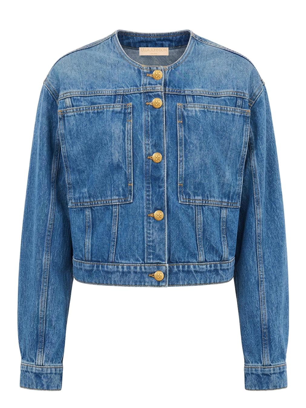 ULLA JOHNSON The Briar Collarless Denim Jacket