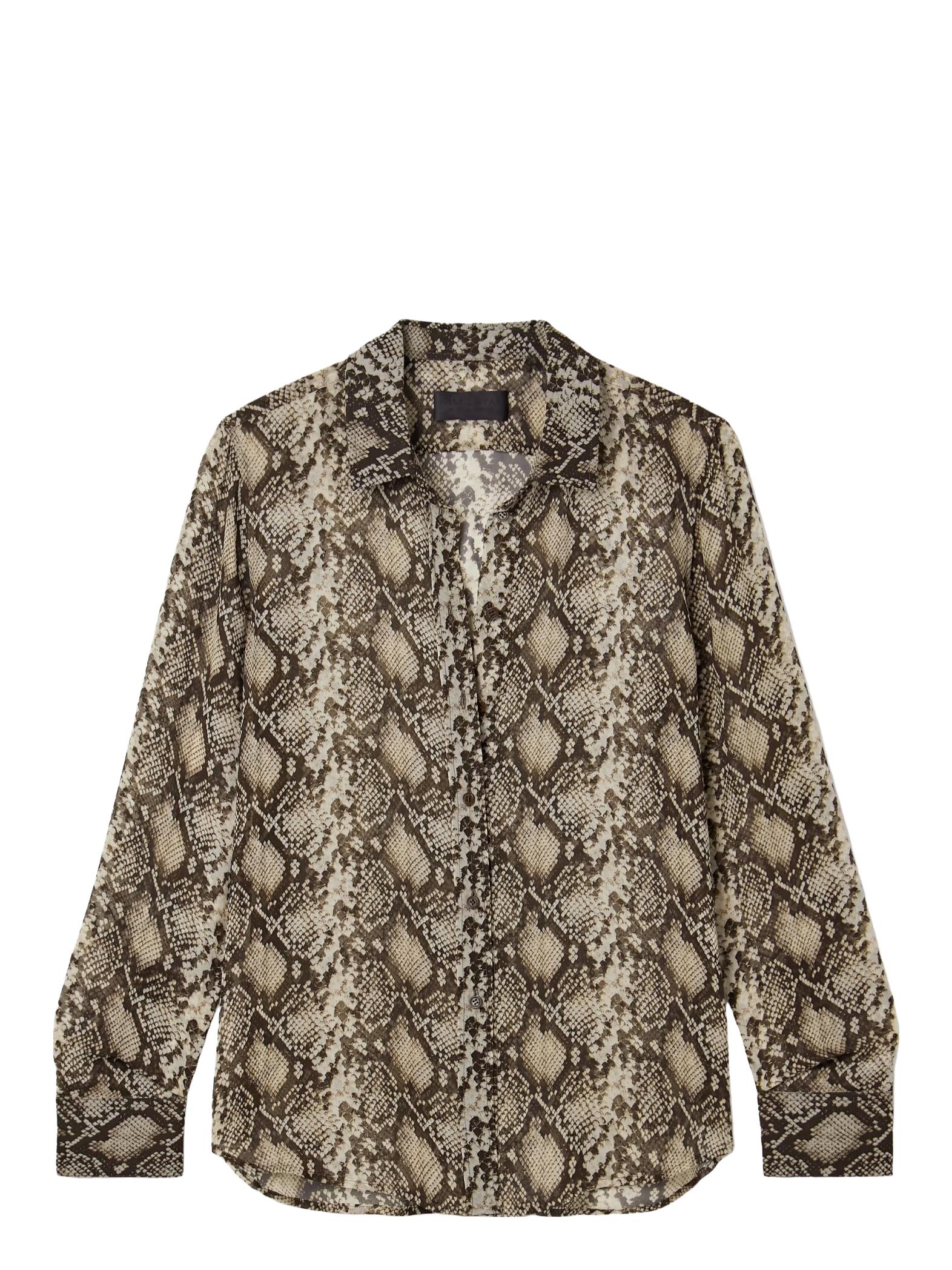 NILI LOTAN Nili Lotan Gaia Snake Print Silk Crepe Shirt