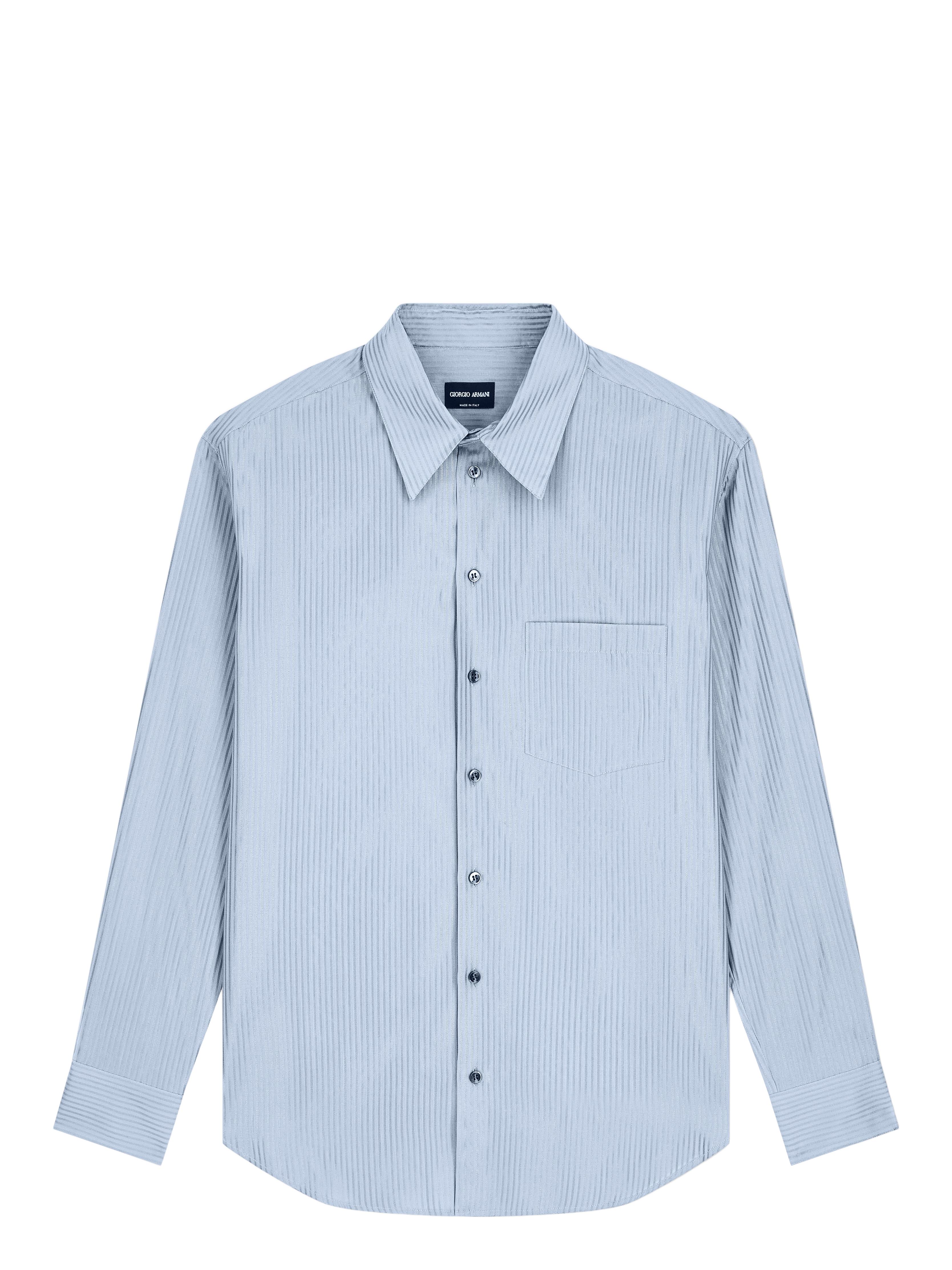 GIORGIO ARMANI striped cotton and silk shirt with chest pocket