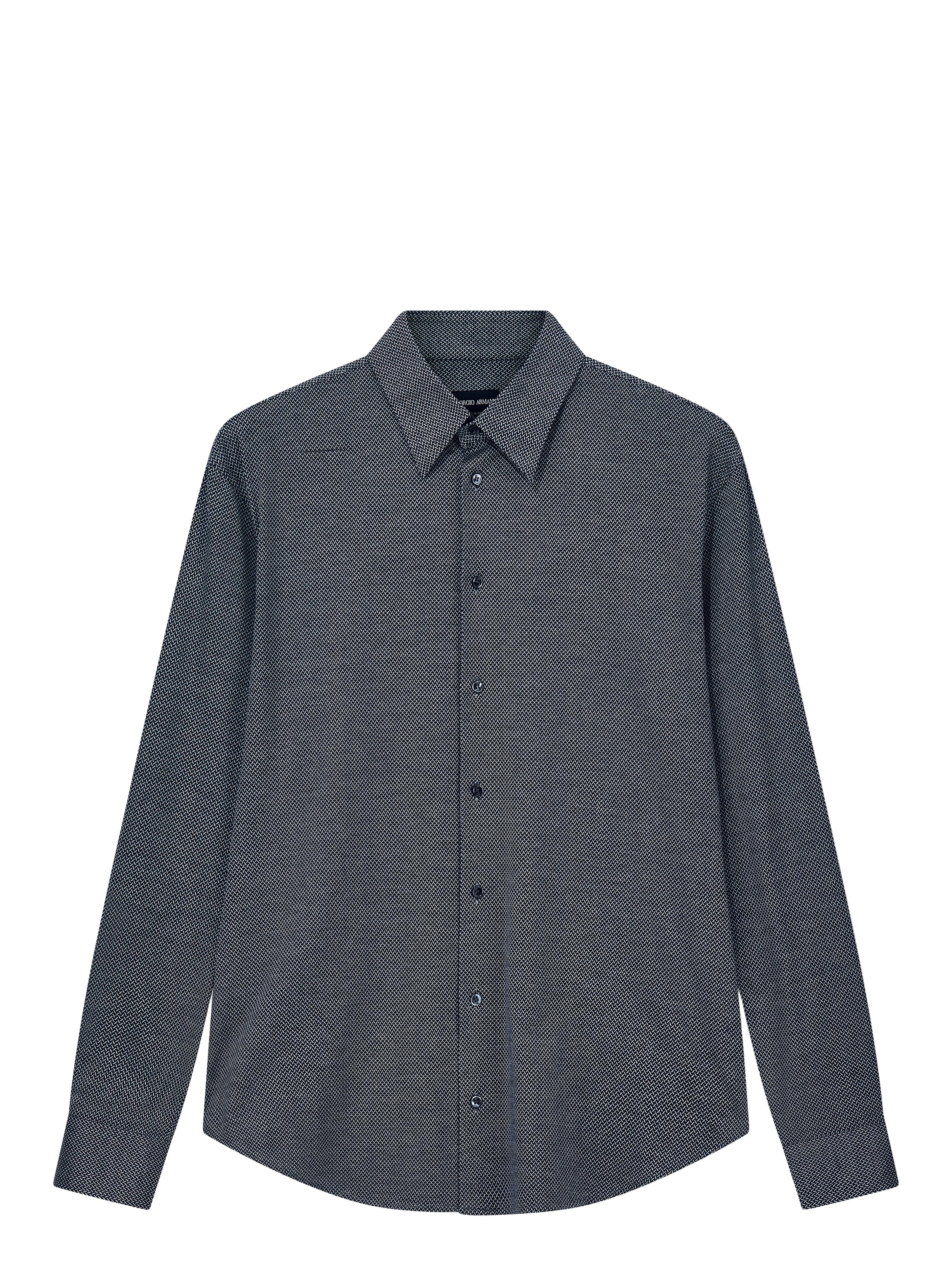 GIORGIO ARMANI shirt regular fit in micro jacquard cotton jersey