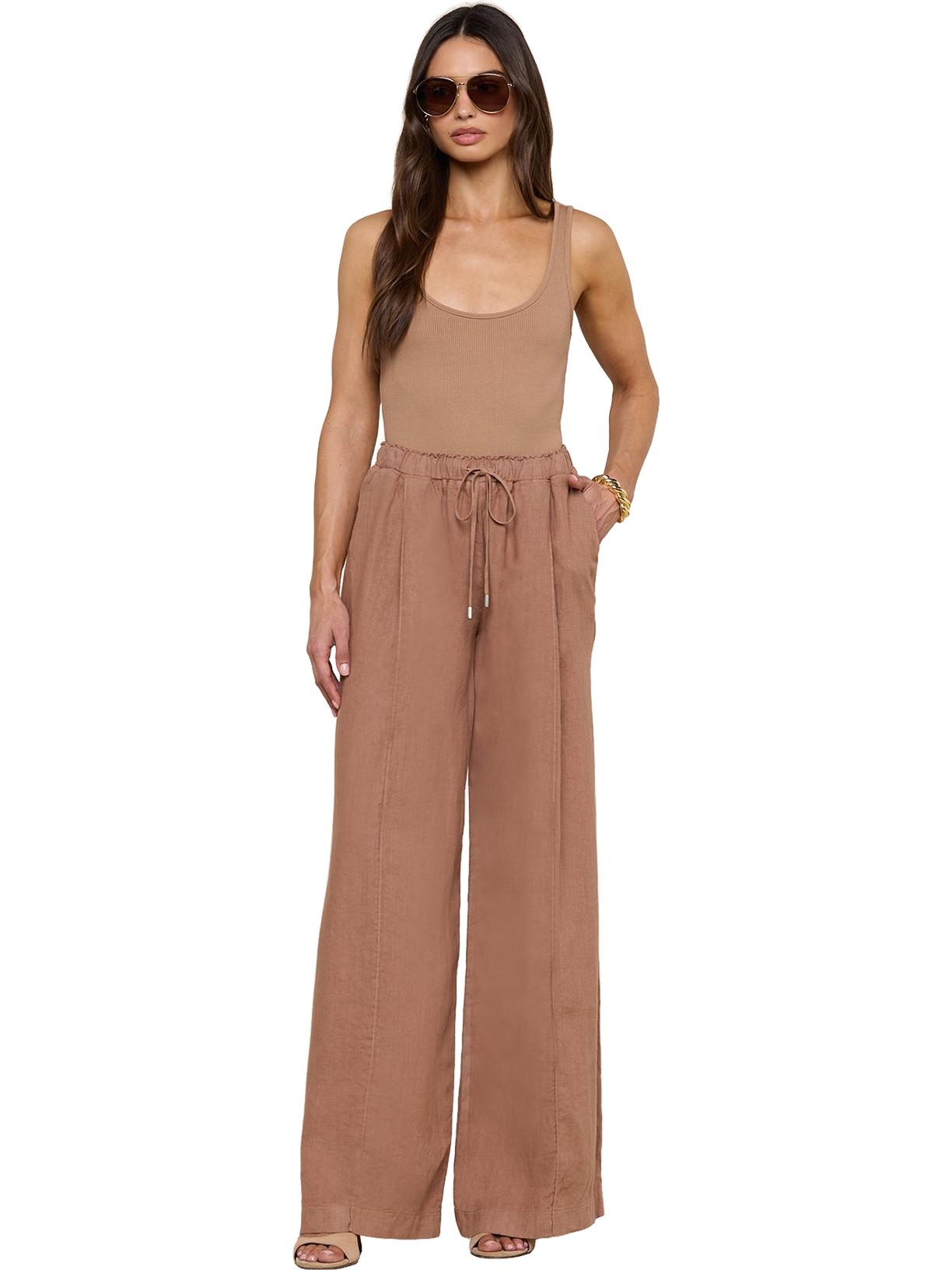L'AGENCE L'AGENCE Connie Linen Drawstring Wide Leg Trousers