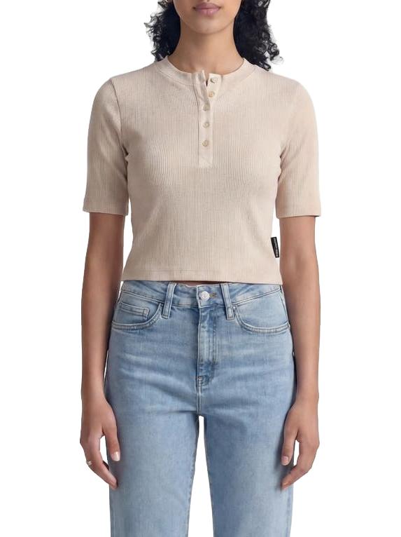 BROOKLYN INDUSTRIES Brooklyn Industries Ribbed Henley Top with Elbow Sleeves