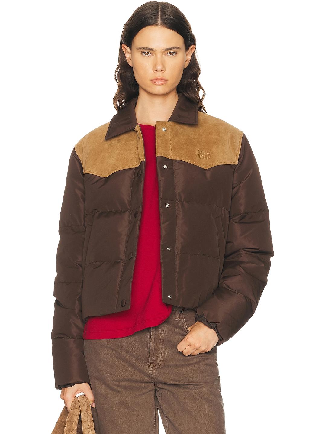 MIU MIU Miu Miu Quilted Suede Paneled Jacket