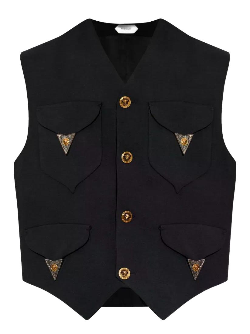 VERSACE Versace Appliqué Wool Waistcoat