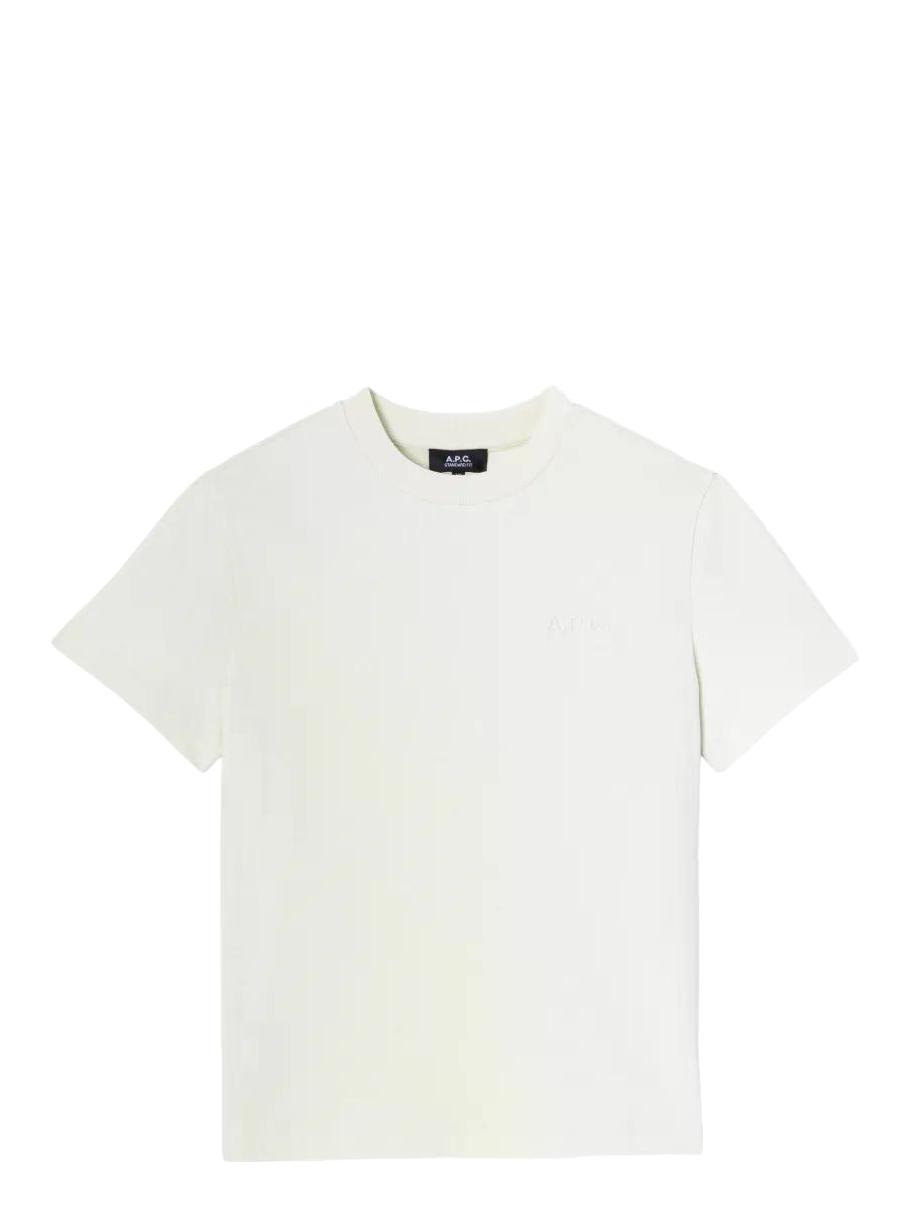 A.P.C. A.P.C. Bleached White Logo Detail Round Neck Short Sleeve T-Shirt