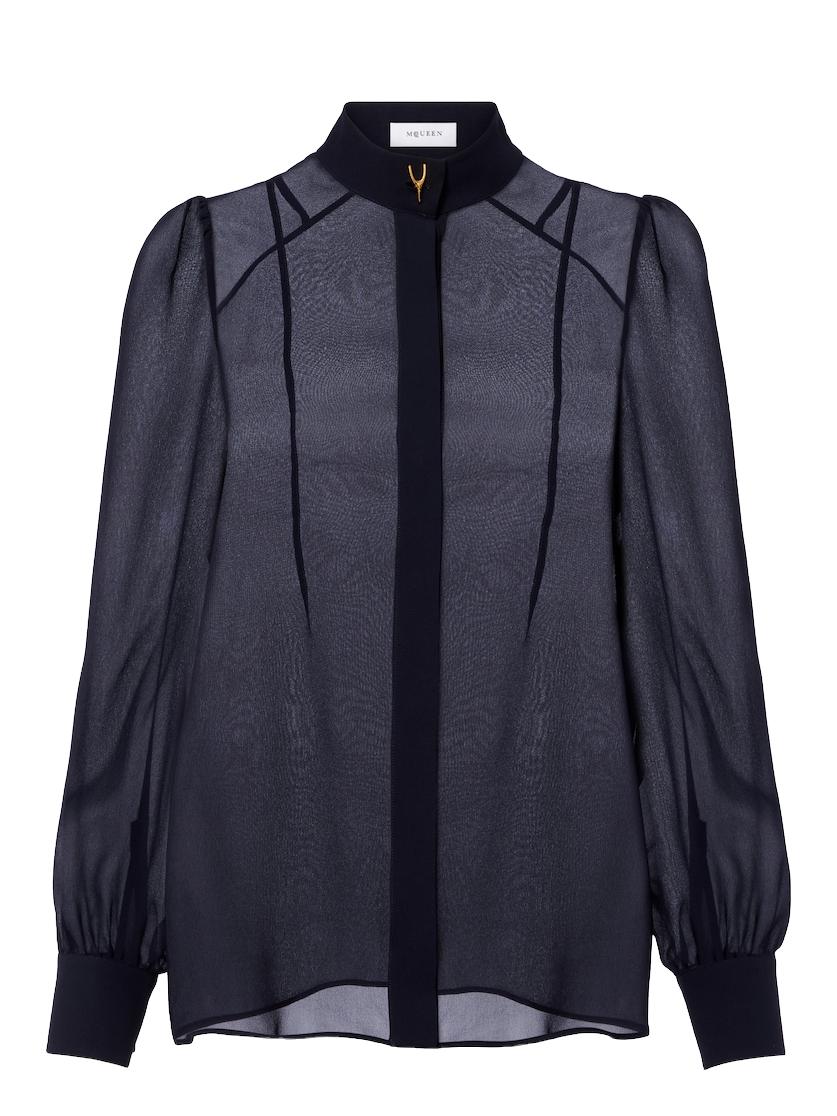 ALEXANDER MCQUEEN McQueen Wishbone Silk Crêpe de Chine Shirt