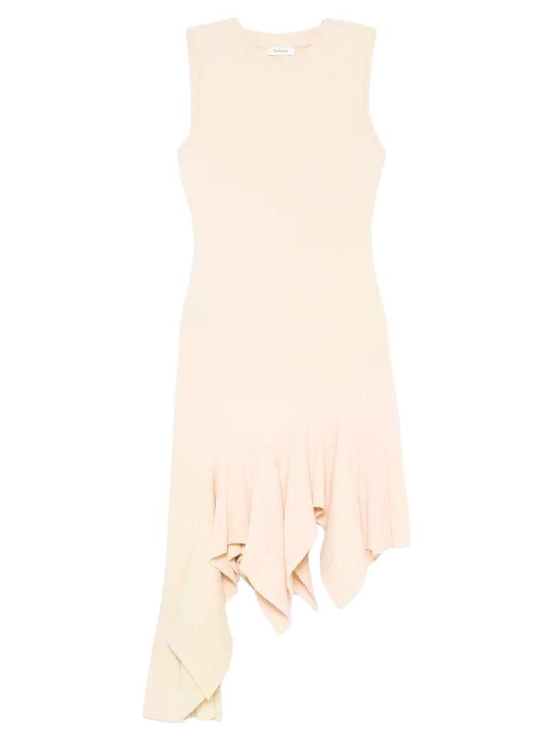 SANDRO SANDRO Asymmetric Ruffled Knitted Mini Dress