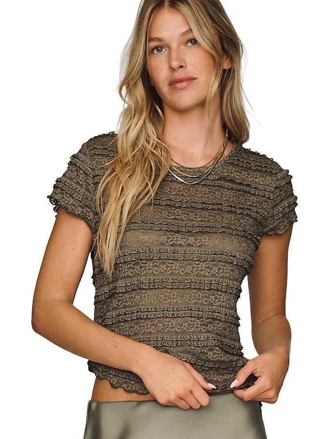 ANTHROPOLOGIE By Anthropologie Lace Ruffle Knit Top