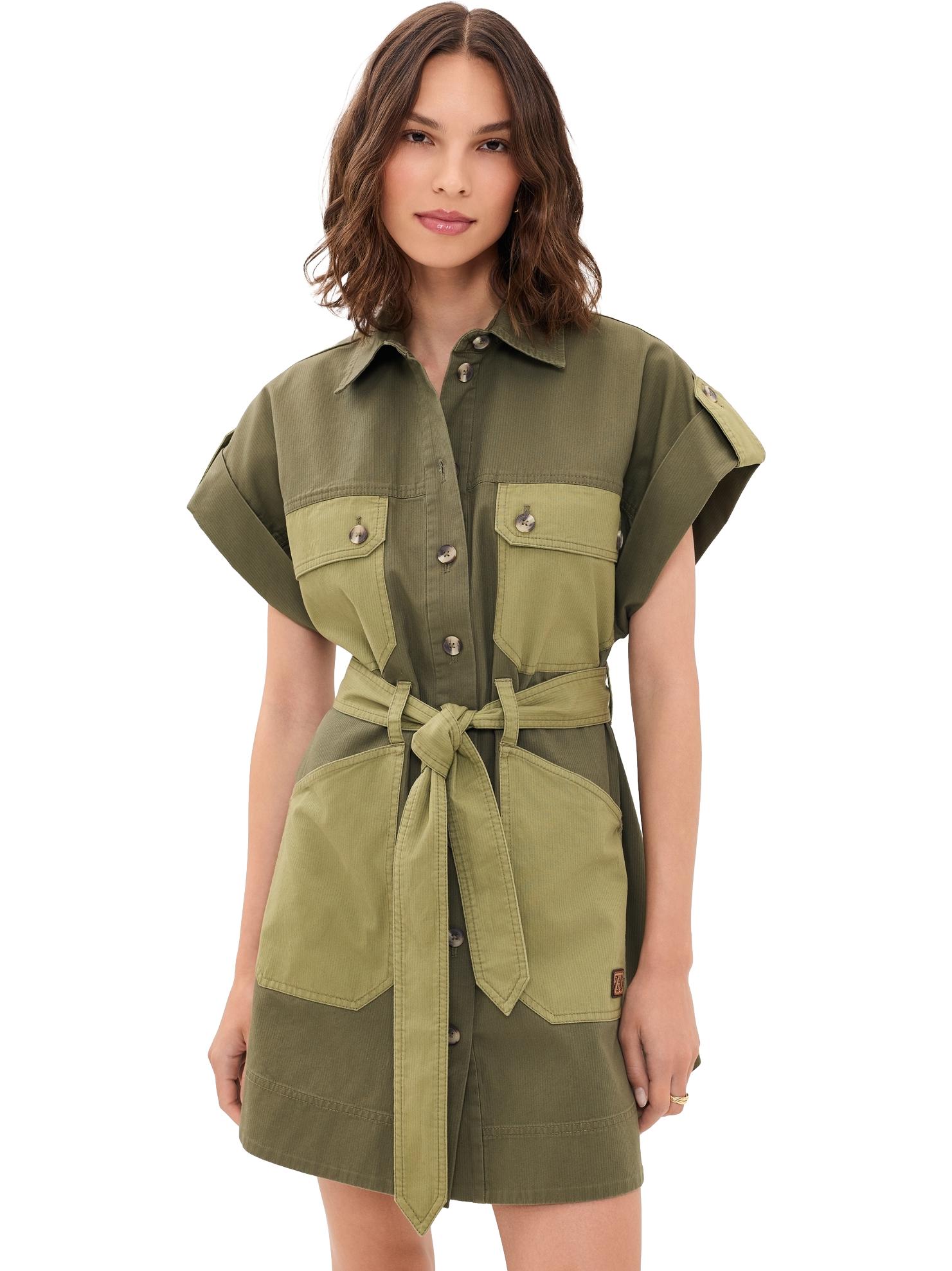 cargo dress for women Tribal Dress- Coco Milk adjustable straps Petite Cargo Pocket Shirt Dress,