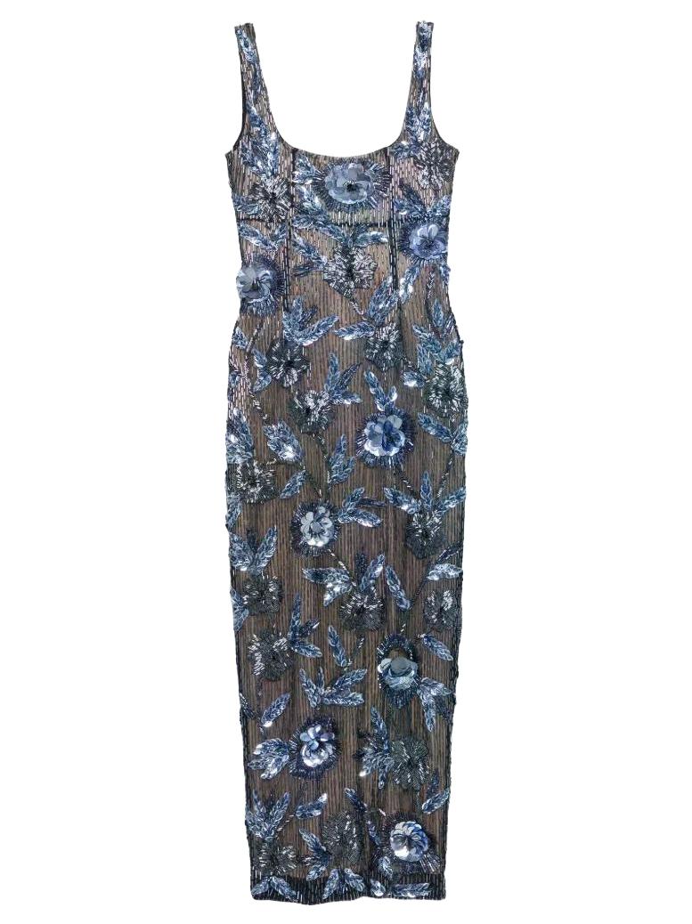 RACHEL GILBERT Rachel Gilbert Embellished Floral-Appliqué Midi Dress
