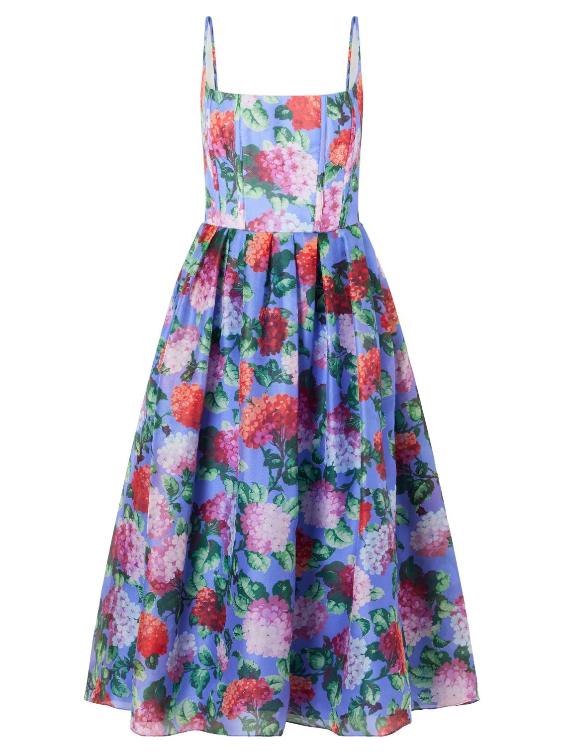 CAROLINA HERRERA Carolina Herrera Floral Print Silk Crepe Midi Dress