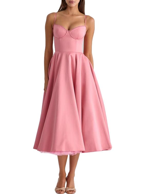 HOUSE OF CB HOUSE OF CB Mademoiselle Bustier Stretch Satin Midi Dress