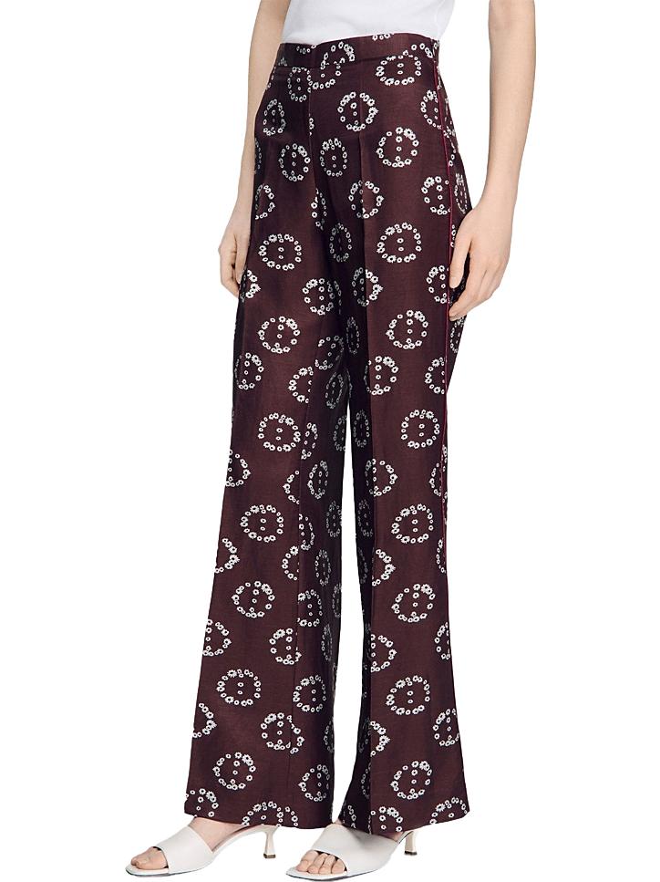 SANDRO Sandro Printed Wide Leg Pants
