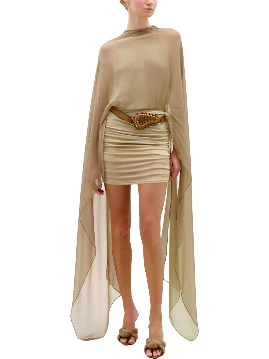 SILVIA TCHERASSI Silvia Tcherassi Kedar Cape-Overlay Ruched Mini Dress