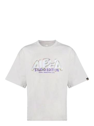 ALPHA INDUSTRIES man t-shirt light grey size s cotton