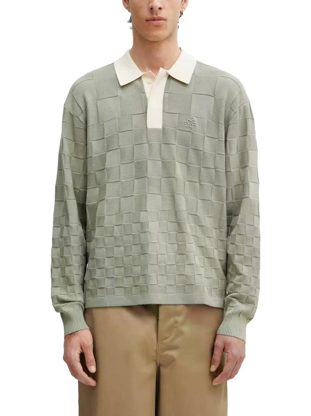 FILLING PIECES rugbycheckerboard-knit long-sleeve sweatshirt