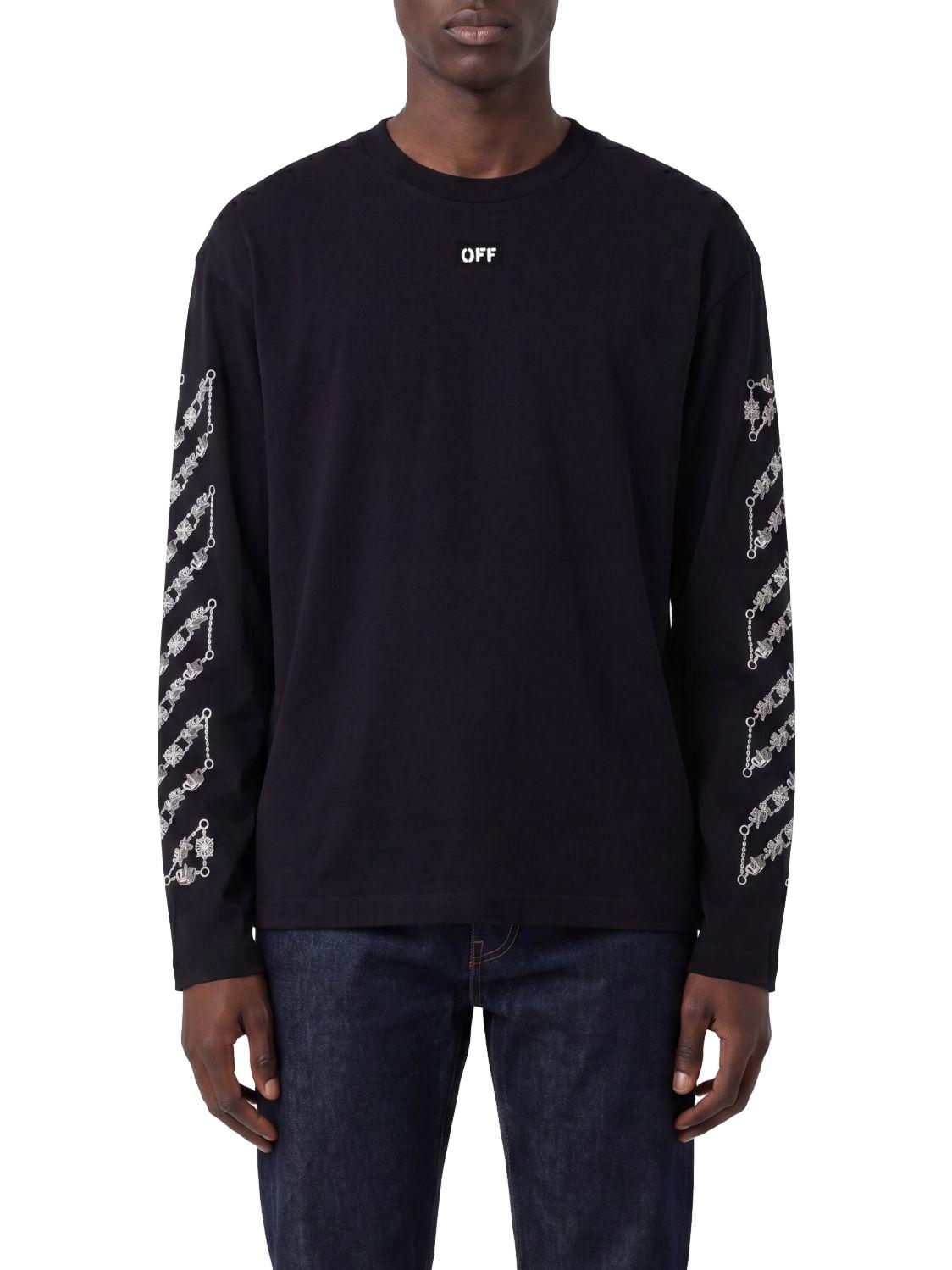 OFF-WHITE cotton long-sleeved t-shirt with rear arrow logo