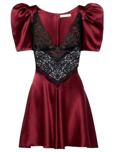 RIXO Annina Lace-Trimmed Satin Midi Dress