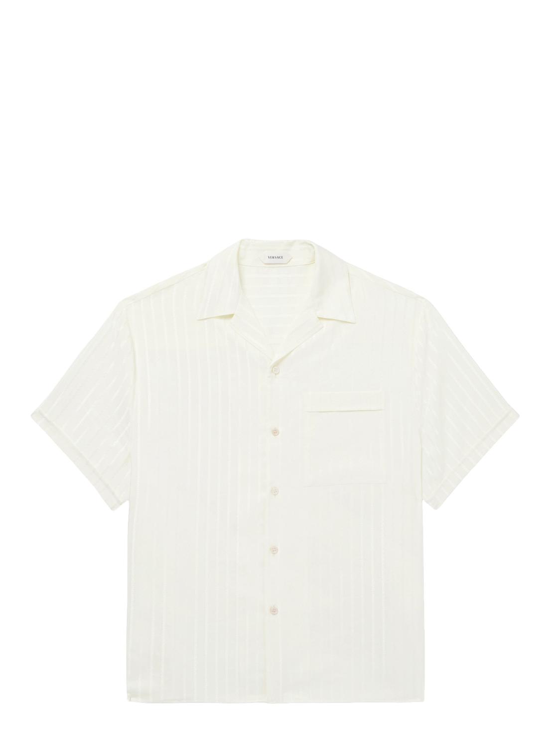 VERSACE Striped Cotton and Silk-Blend Jacquard Shirt