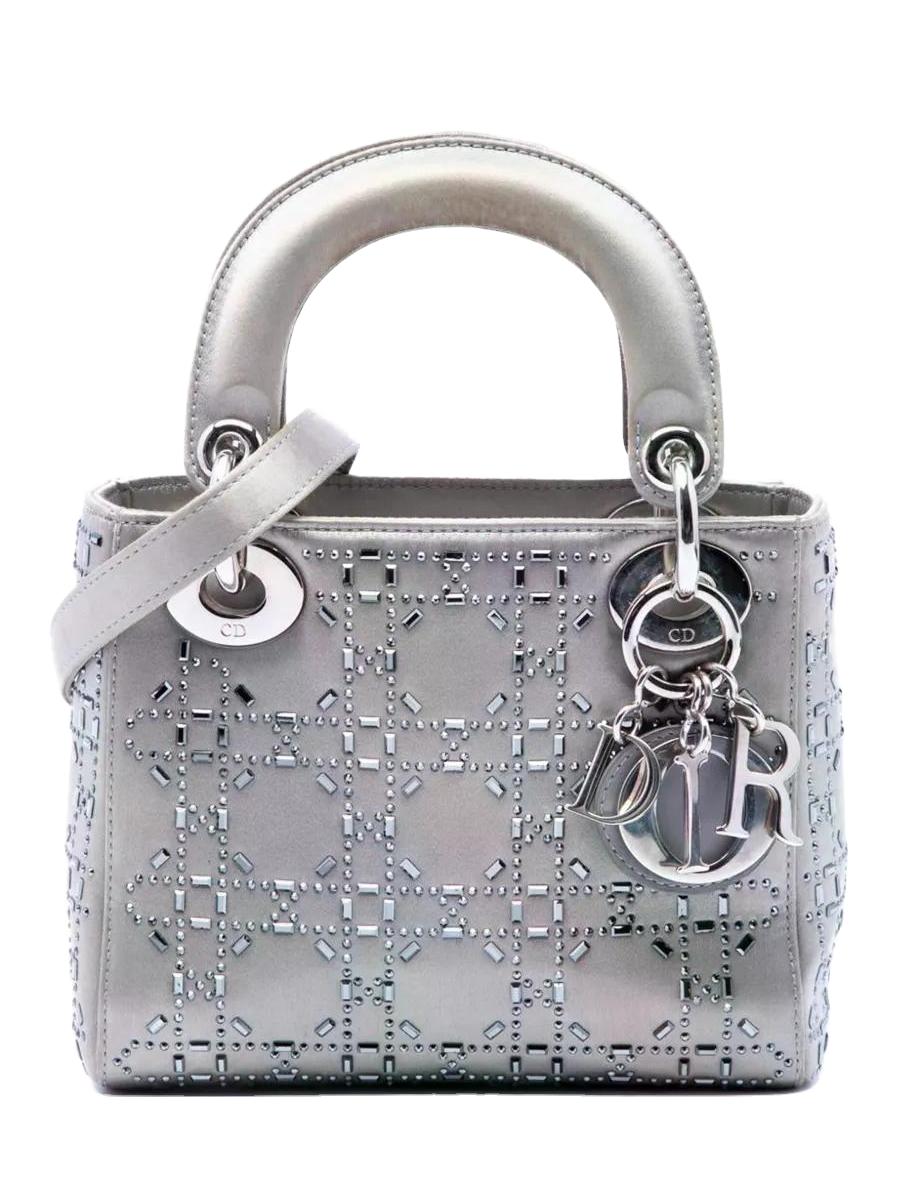 DIOR Christian Dior Mini Lady Dior Satchel with Crystal Embellishments