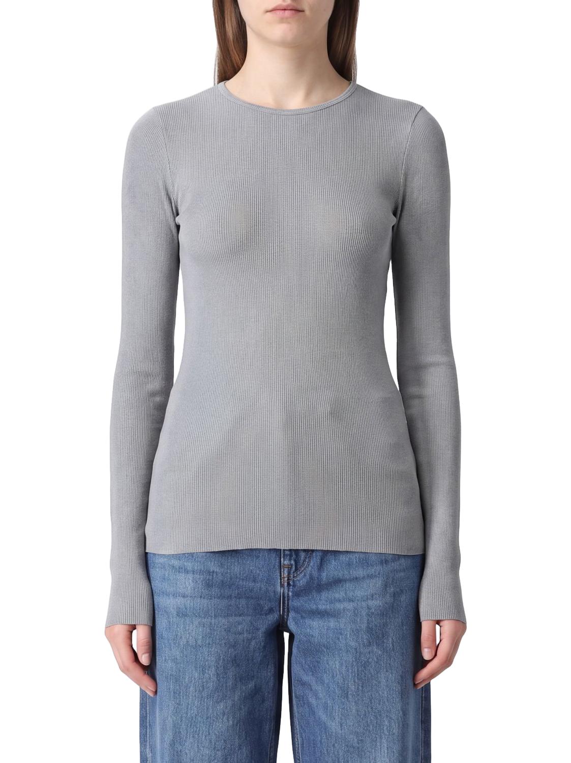 MSGM MSGM Slim Fit Long-Sleeved Crew Neck Viscose T-Shirt